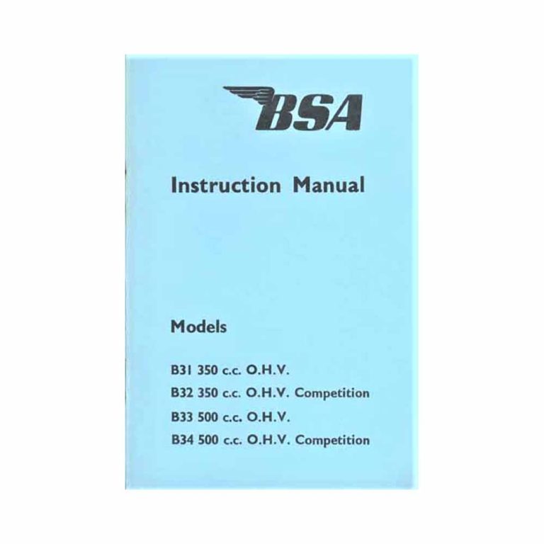 BSA Motorcycle Manual B31 B32 B33 B34 1954-1959 Swinging Arm Magneto ...
